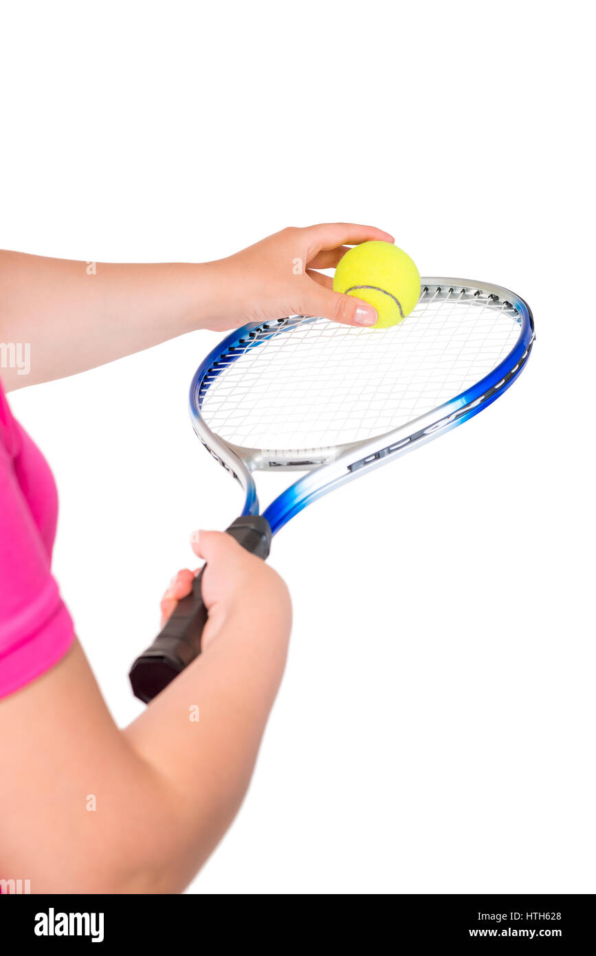 racket and ball tennis close up on a white background Stock Photo - Alamy