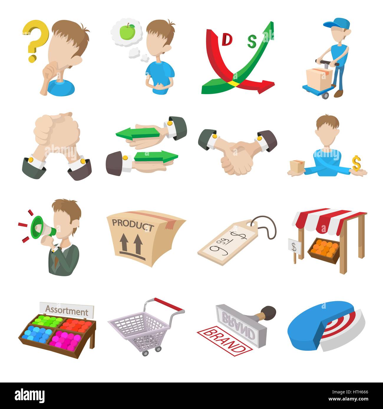 Trade icons set cartoon hi-res stock photography and images - Alamy
