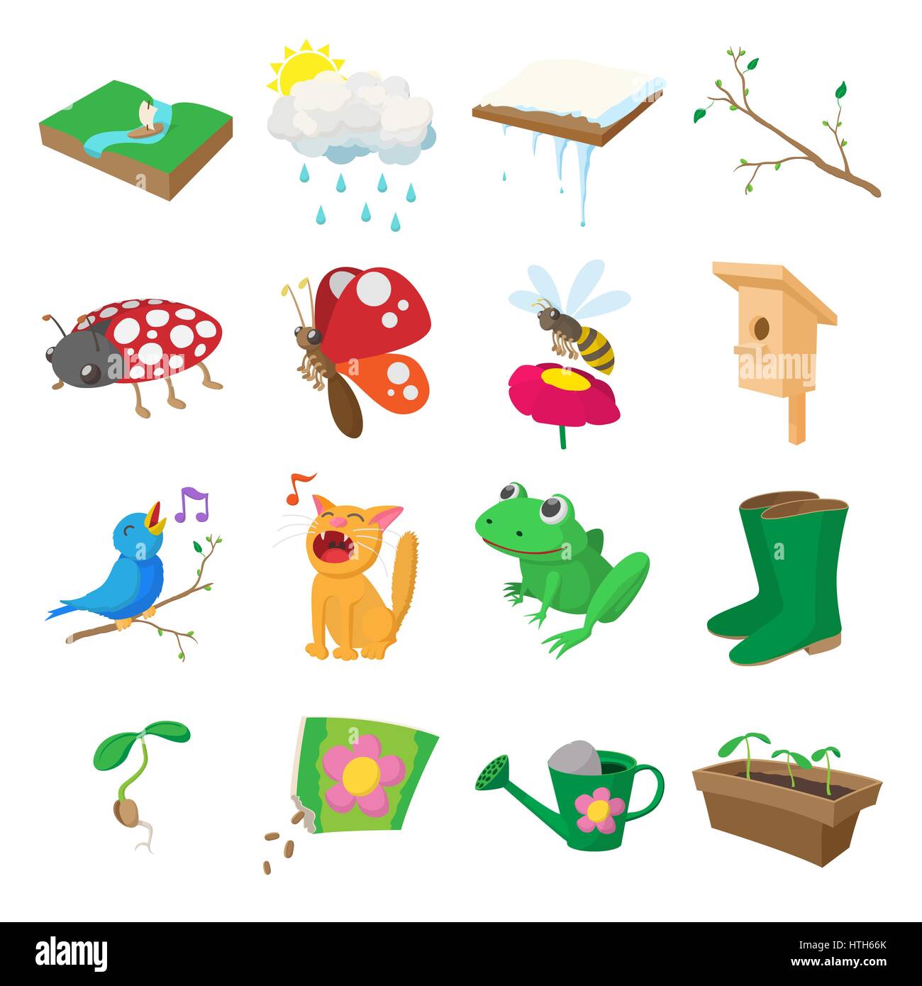Spring icons set, cartoon style Stock Vector Image & Art - Alamy
