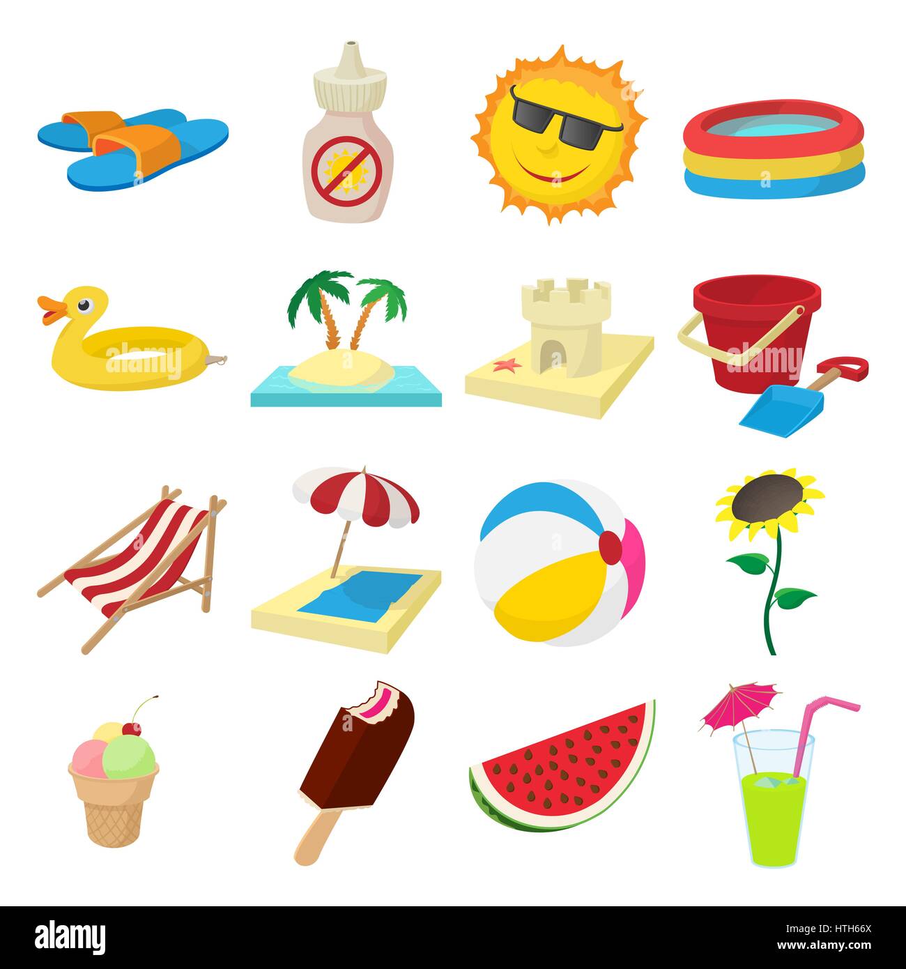 Summer icons set, cartoon style Stock Vector Image & Art - Alamy
