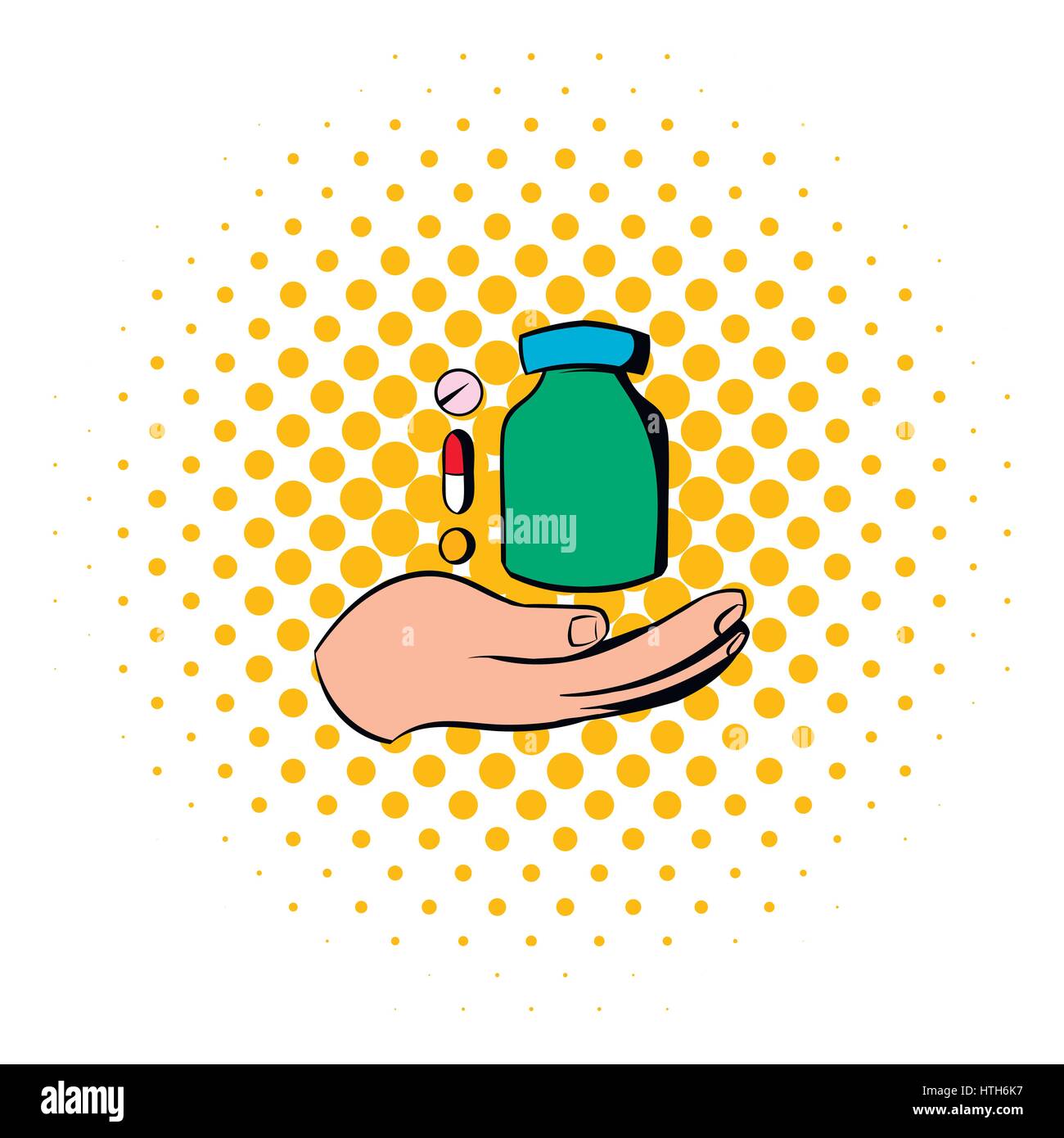 Hand with vitamins and medication icon Stock Vector Image & Art - Alamy