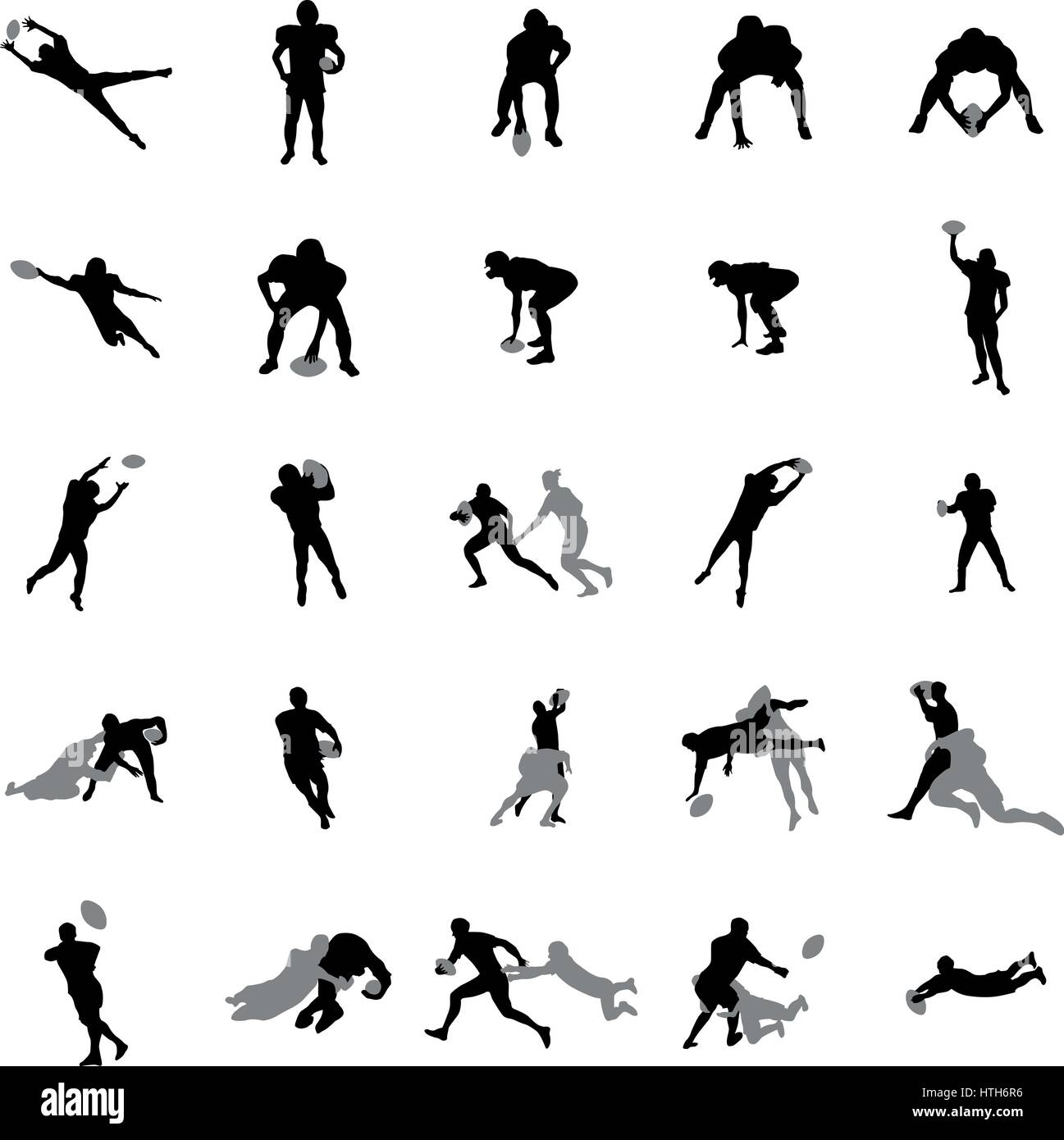 Rugby players silhouette set Stock Vector Image & Art - Alamy