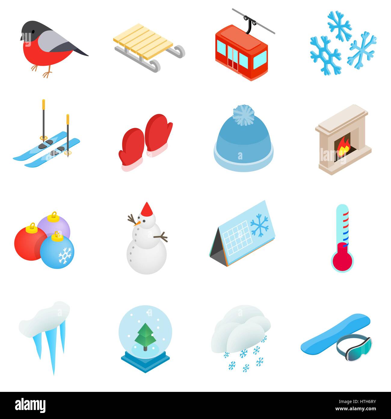 Winter elements icons set, isometric 3d style Stock Vector Image & Art ...