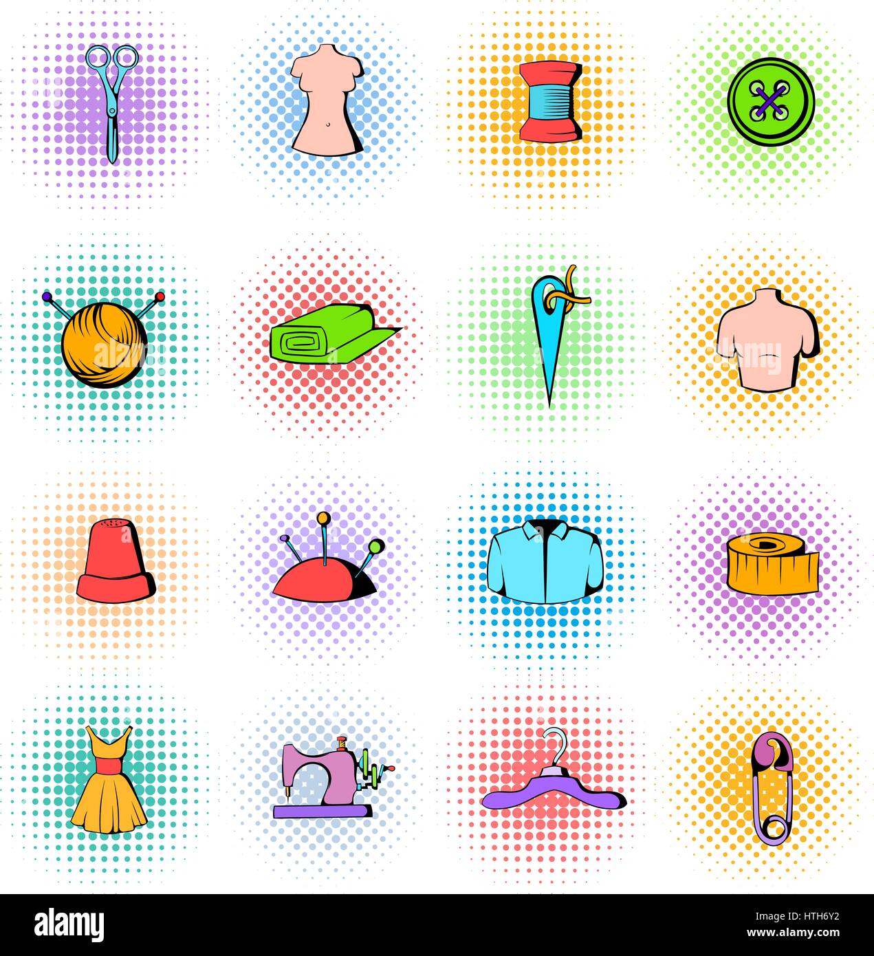 Tailor elements icons set, comics style Stock Vector Image & Art - Alamy