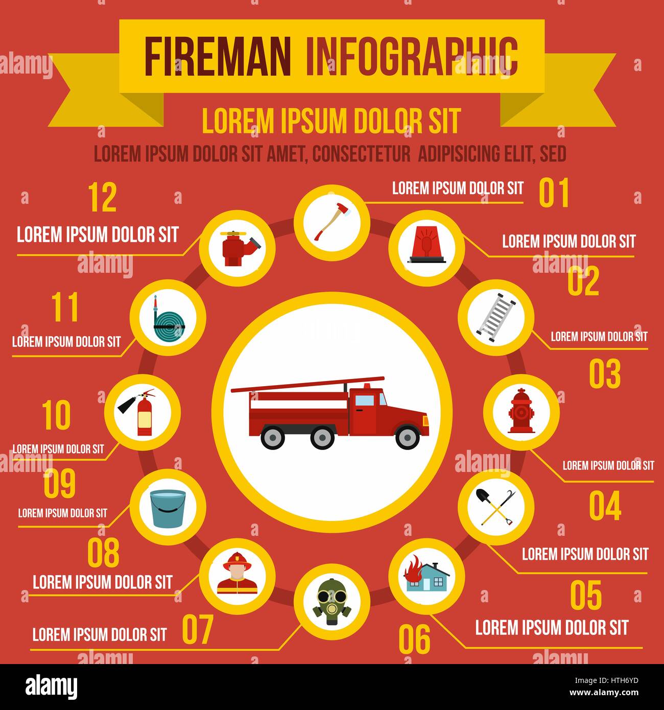 Firefighting infographic elements, flat style Stock Vector Image & Art ...