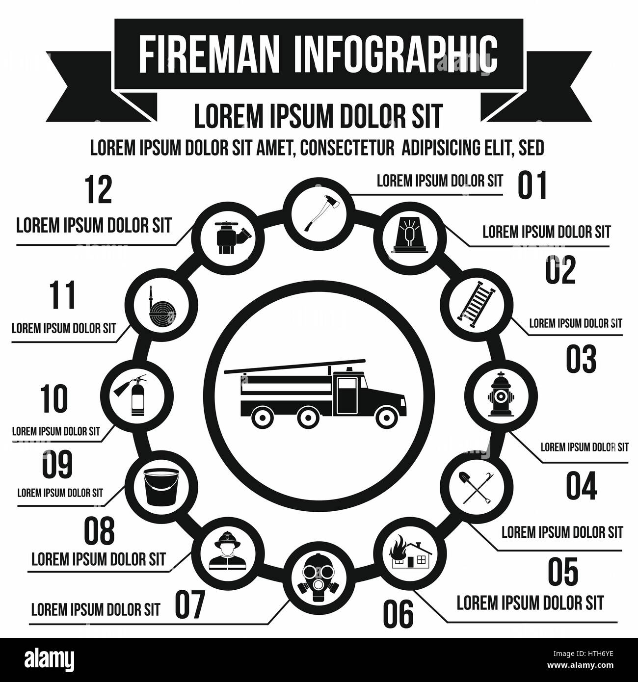 Firefighting infographic elements, simple style Stock Vector Image ...