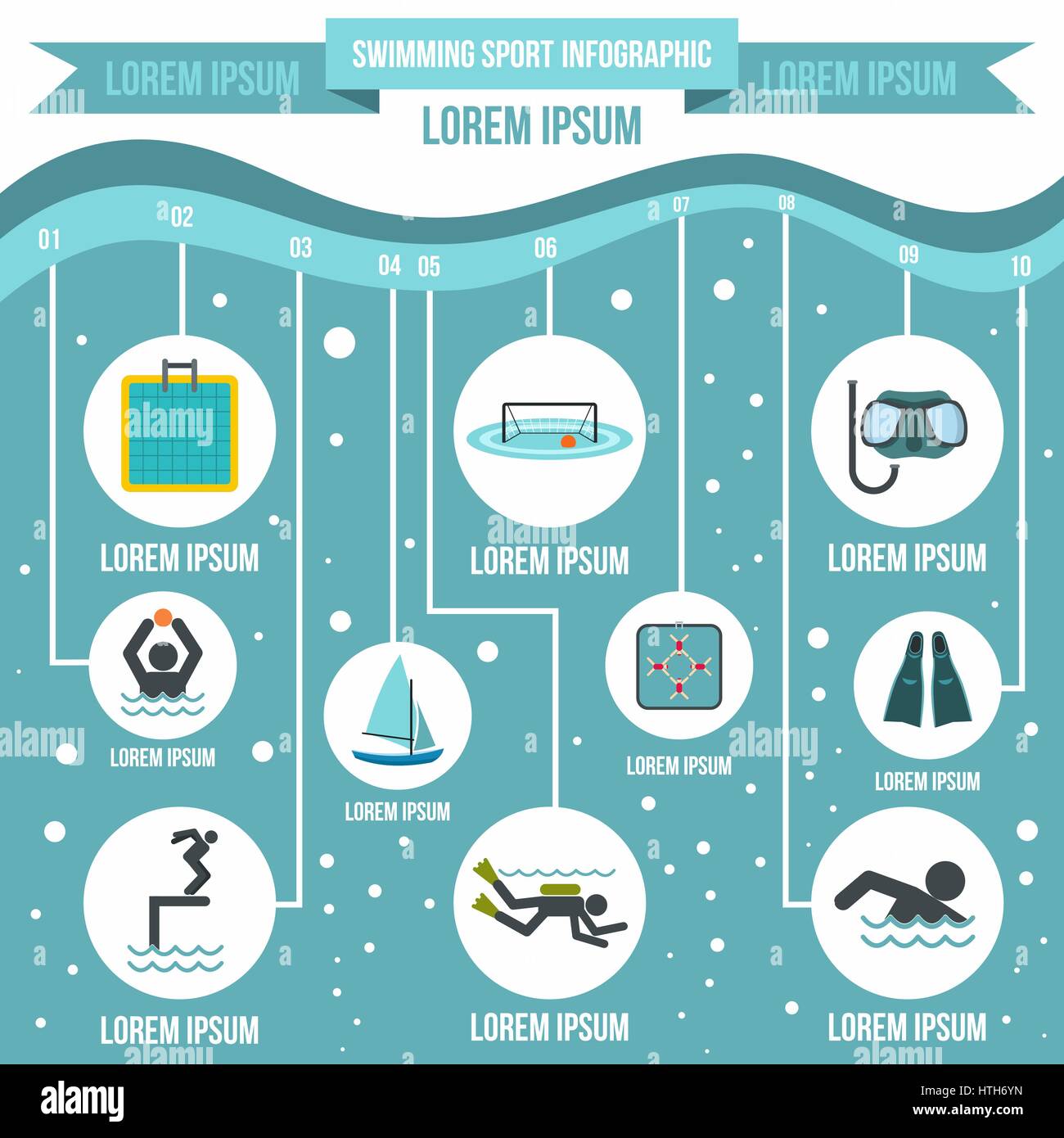 Swimming sport infographic elements, flat style Stock Vector Image ...