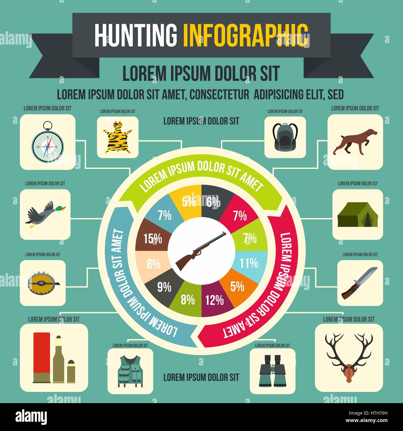 Hunting infographic elements, flat style Stock Vector Image & Art - Alamy