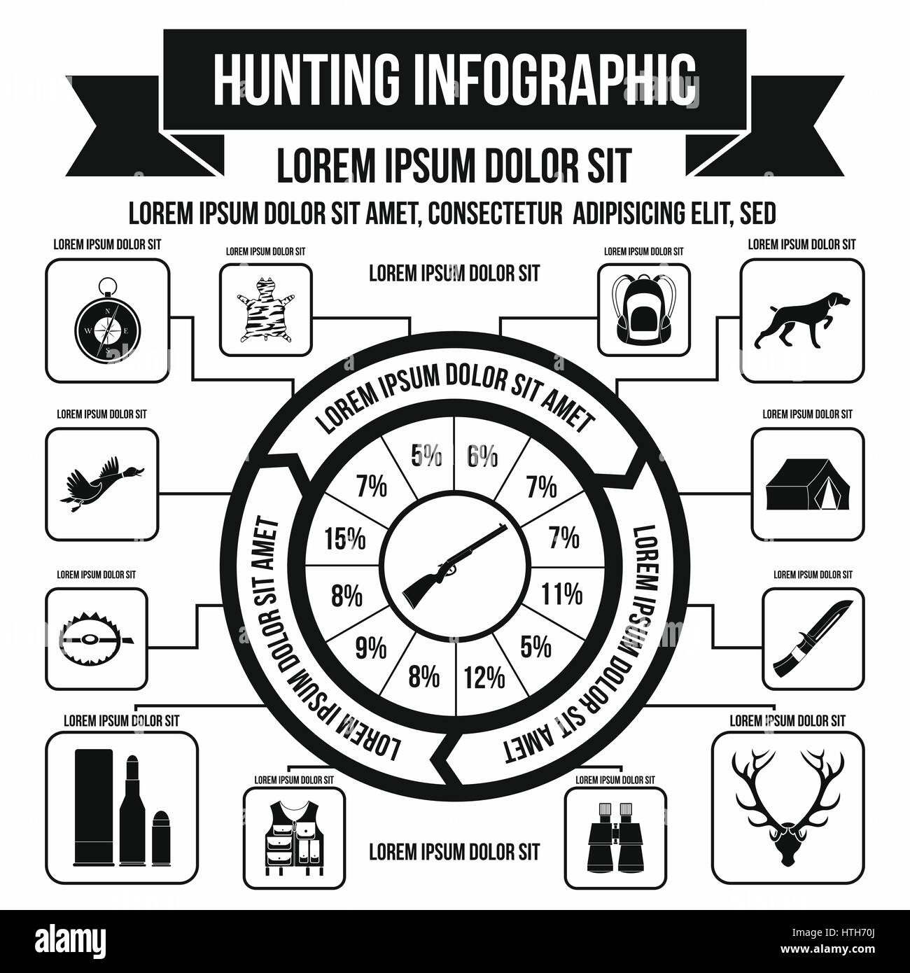 Hunting infographic elements, simple style Stock Vector Image & Art - Alamy