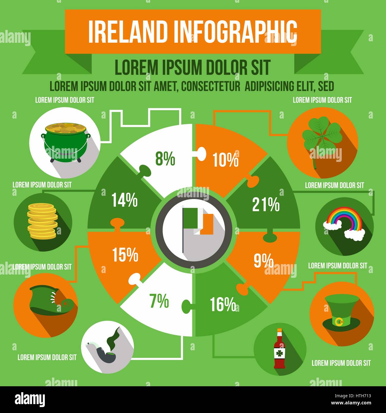 Ireland infographic, flat style Stock Vector Image & Art - Alamy