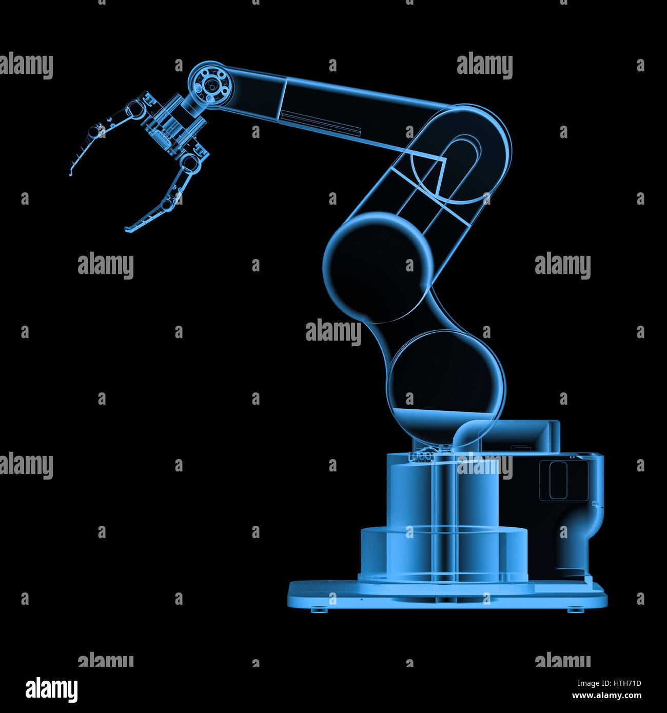 3d rendering x ray robotic arm isolated on black Stock Photo - Alamy