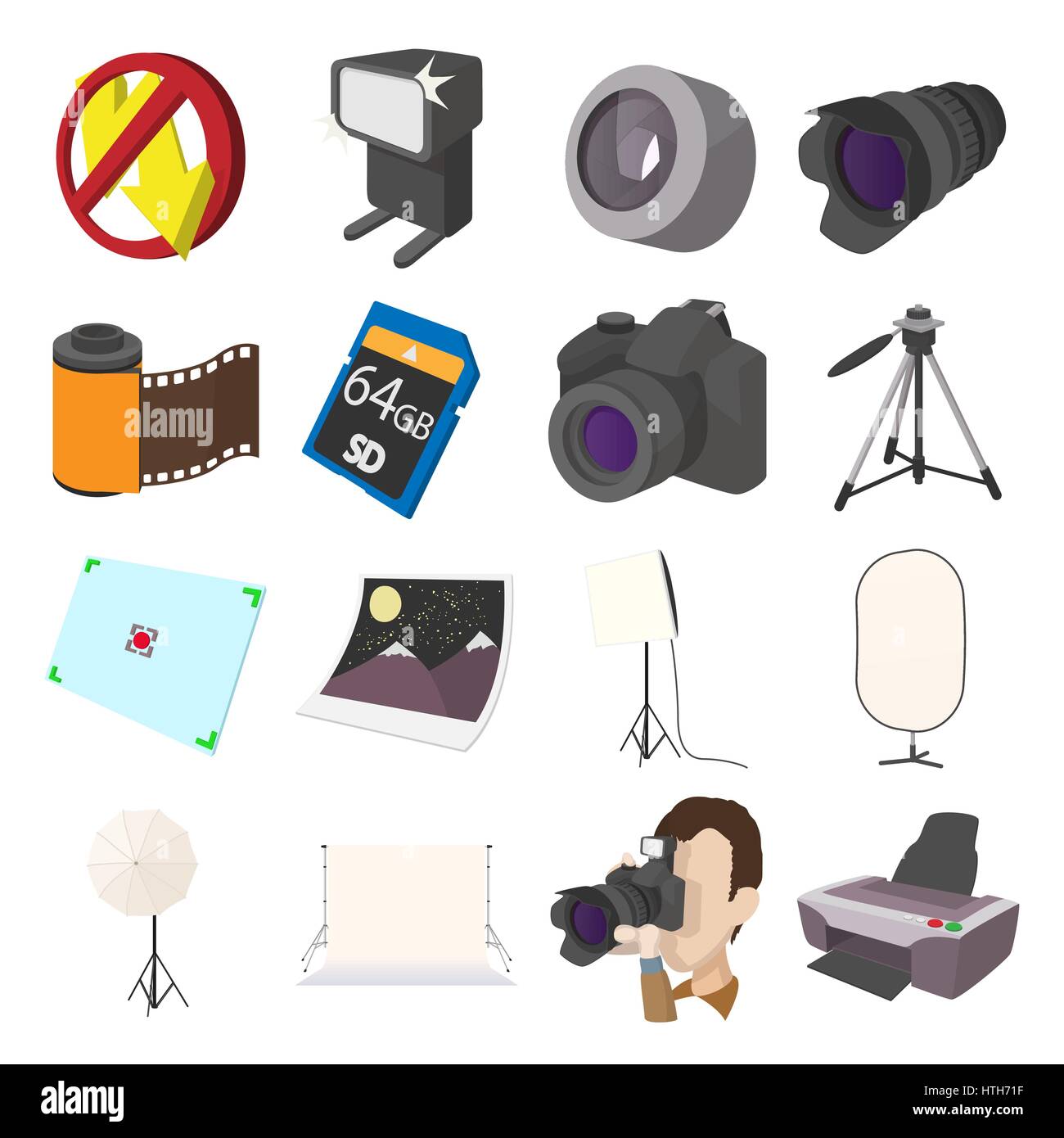 Photography set icons, cartoon style Stock Vector Image & Art - Alamy