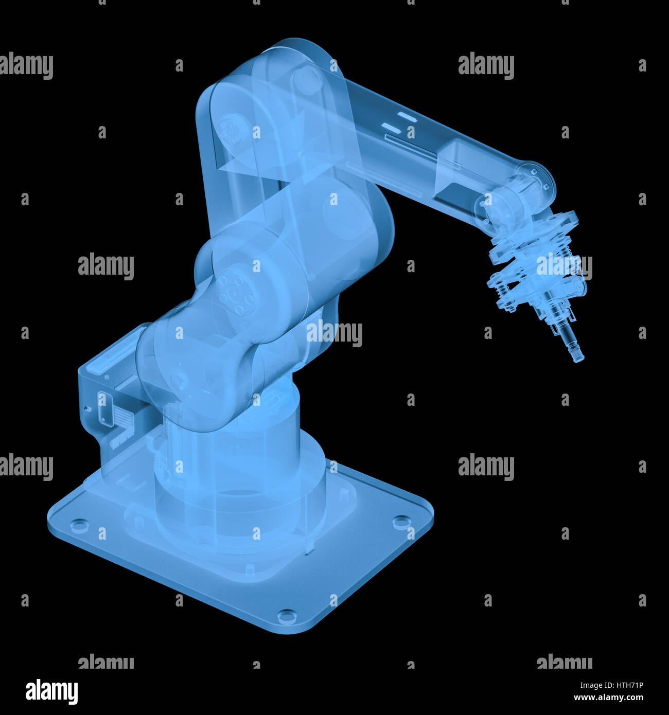 3d rendering x ray robotic arm isolated on black Stock Photo - Alamy