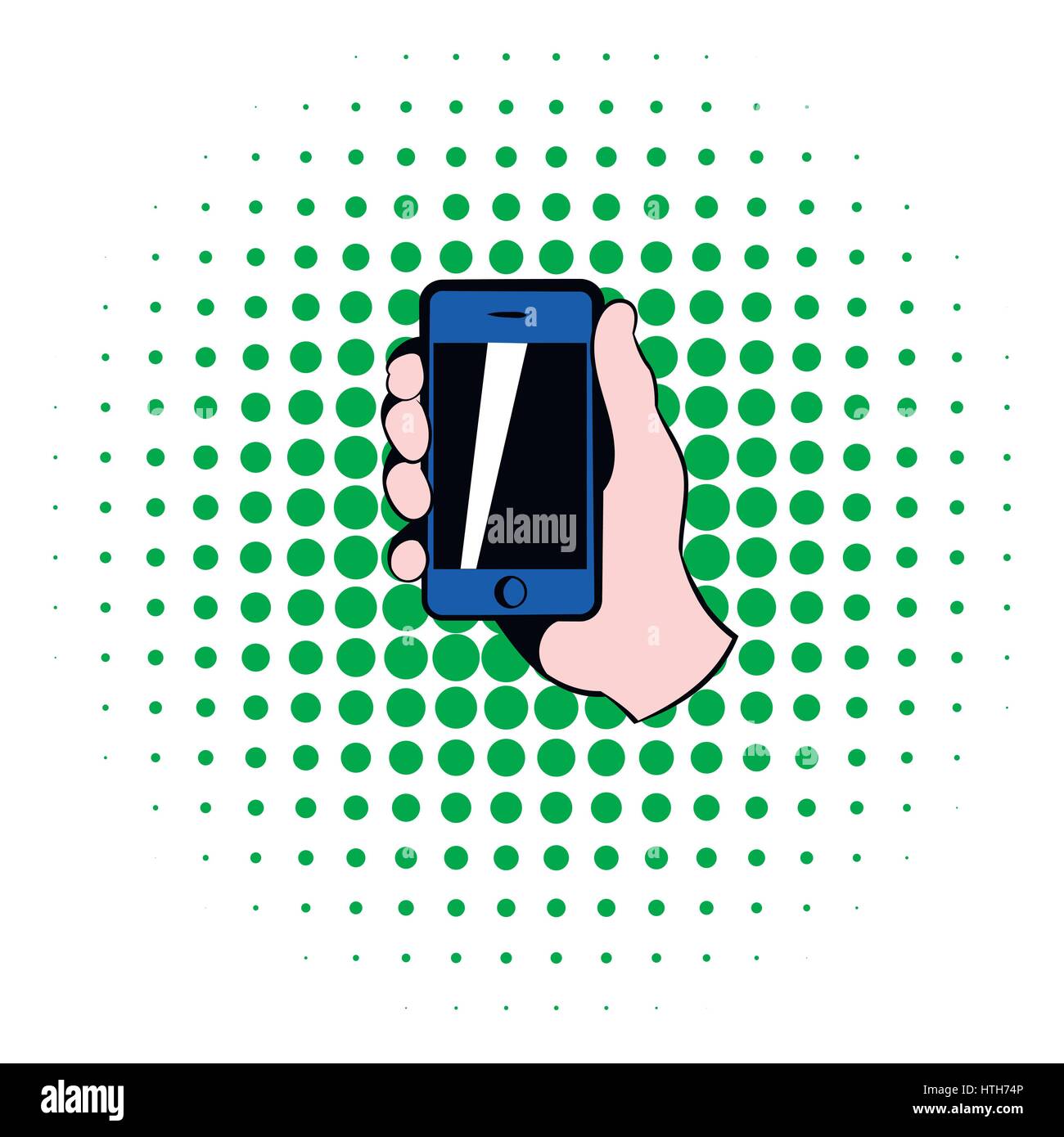 Smartphone in hand icon, comics style Stock Vector Image & Art - Alamy
