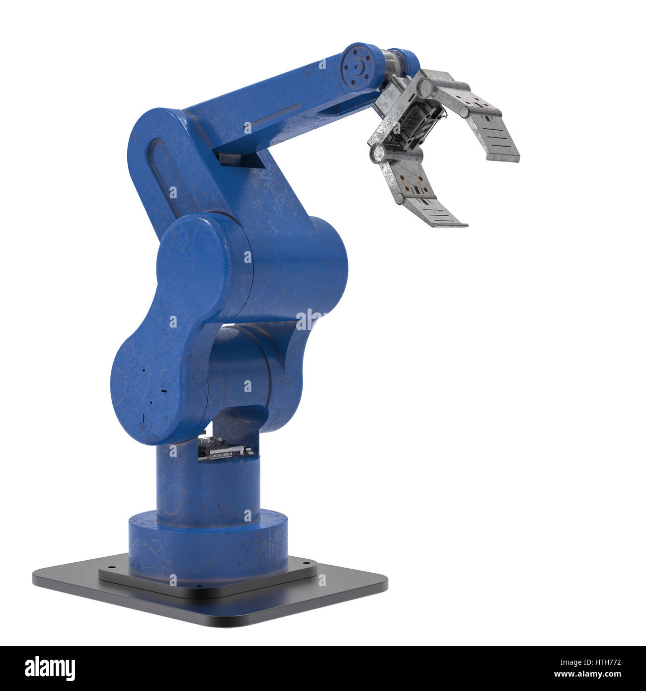 3d rendering blue robotic arm isolated on white Stock Photo - Alamy