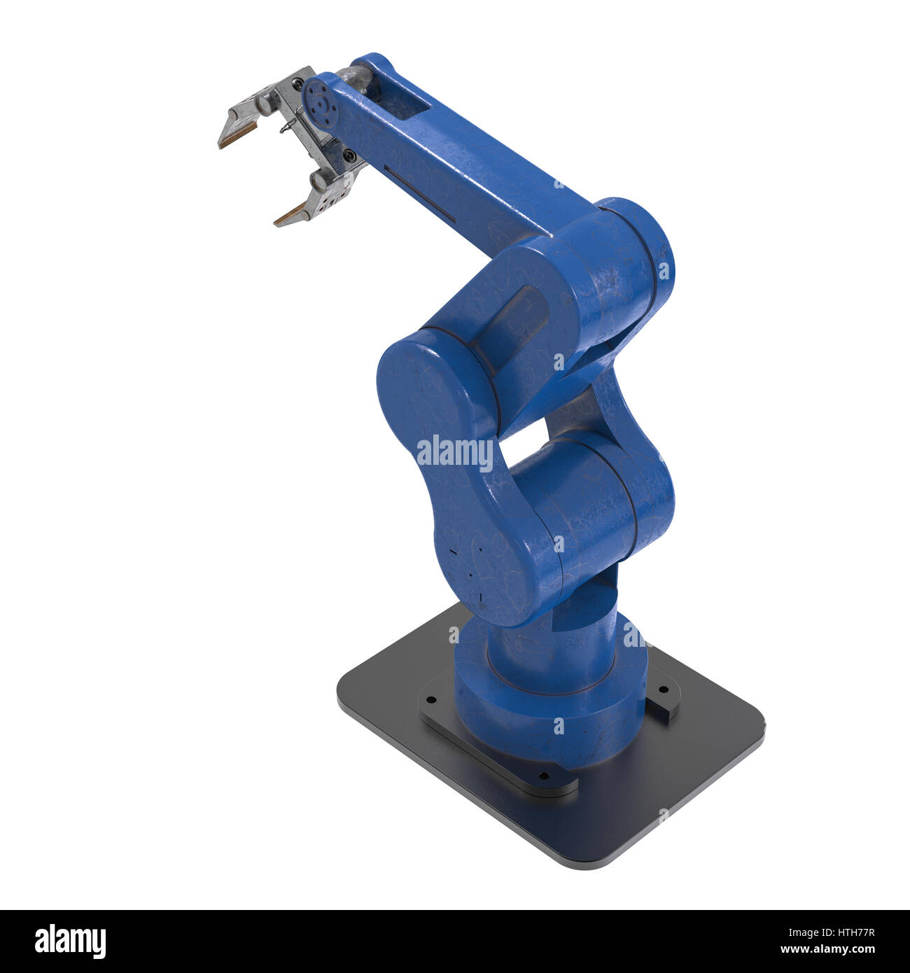 3d rendering blue robotic arm isolated on white Stock Photo - Alamy