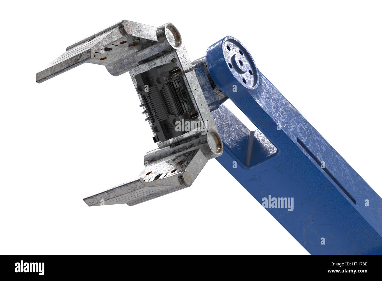 3d rendering blue robotic arm isolated on white Stock Photo - Alamy