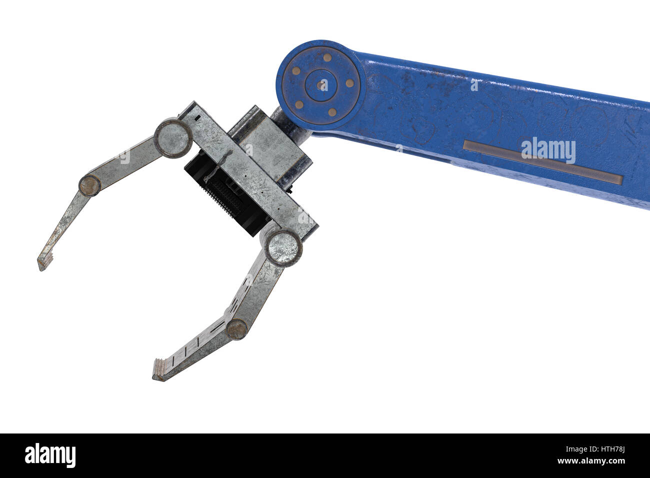 3d rendering blue robotic arm isolated on white Stock Photo - Alamy