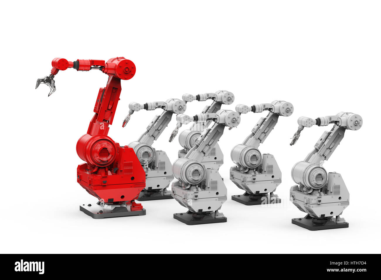 leadership concept with 3d rendering red robotic arm as a leader Stock ...