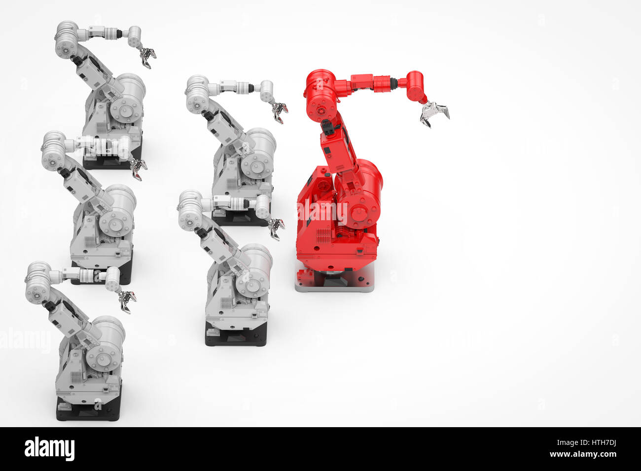 leadership concept with 3d rendering red robotic arm as a leader Stock ...