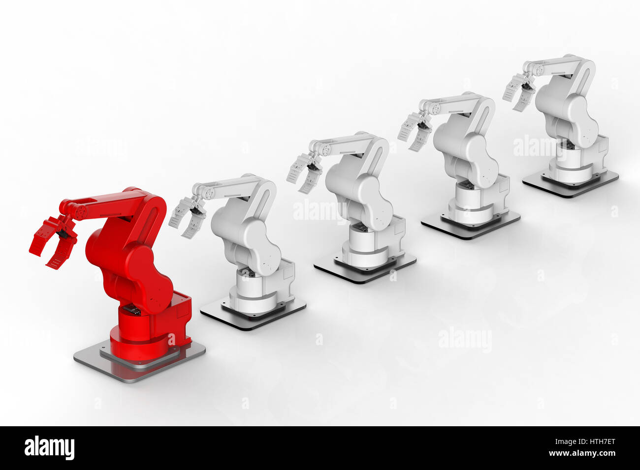 leadership concept with 3d rendering red robotic arm as a leader Stock ...