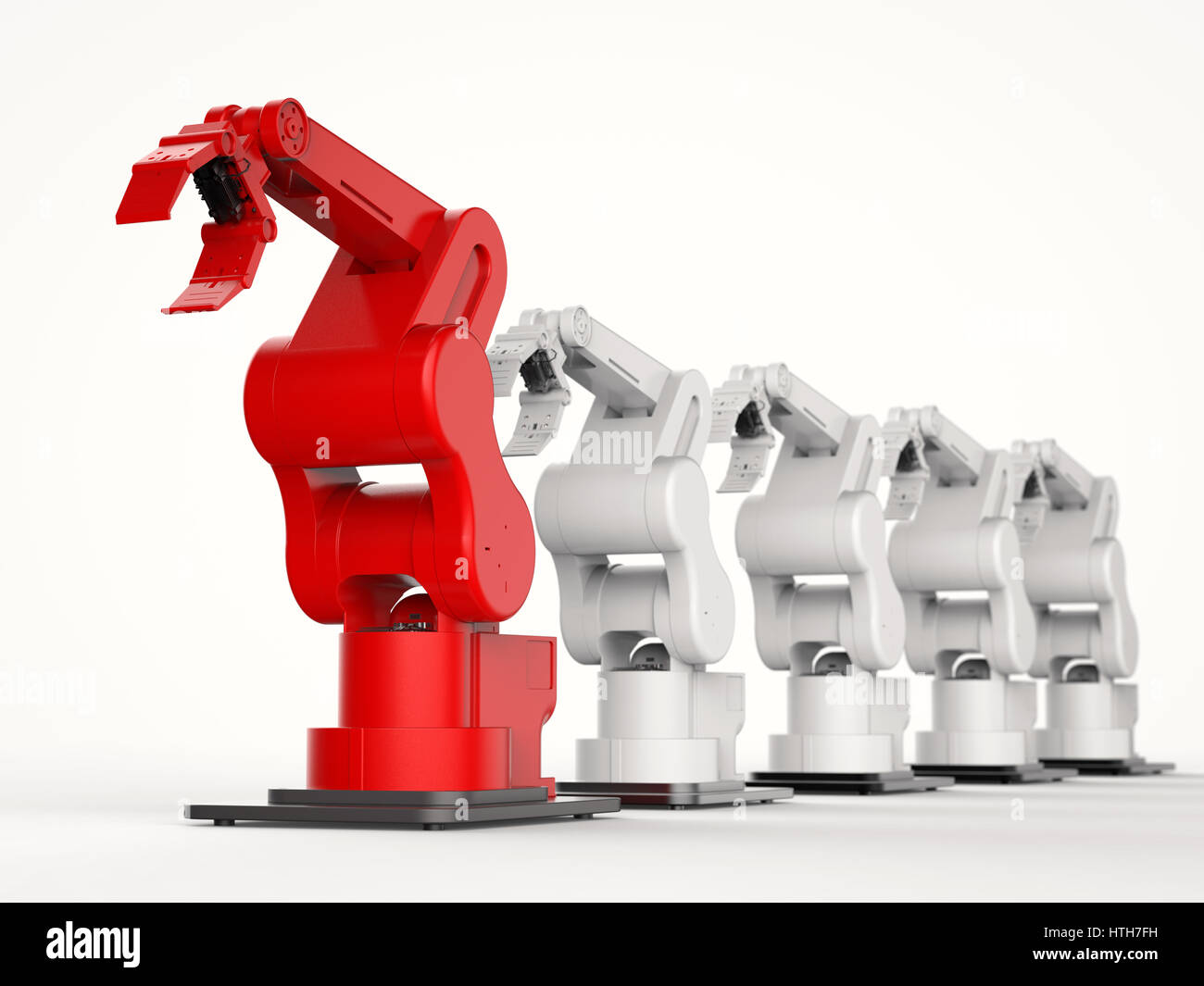 leadership concept with 3d rendering red robotic arm as a leader Stock ...