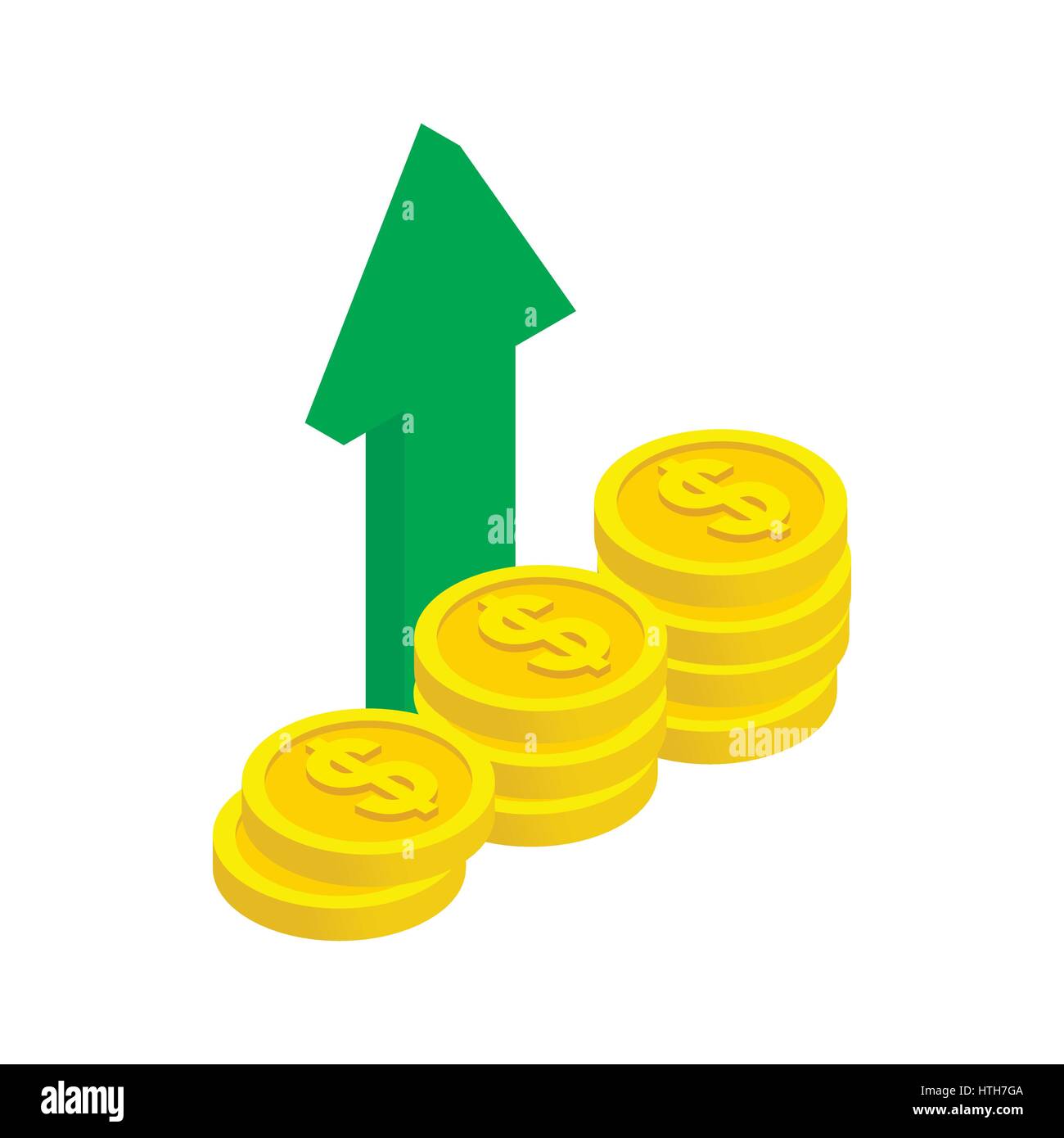 Stack of coin with green arrow icon Stock Vector Image & Art - Alamy