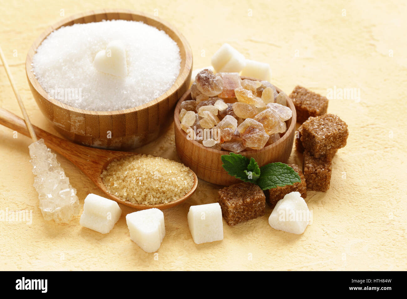 Different kinds of sugar on the table Stock Photo - Alamy