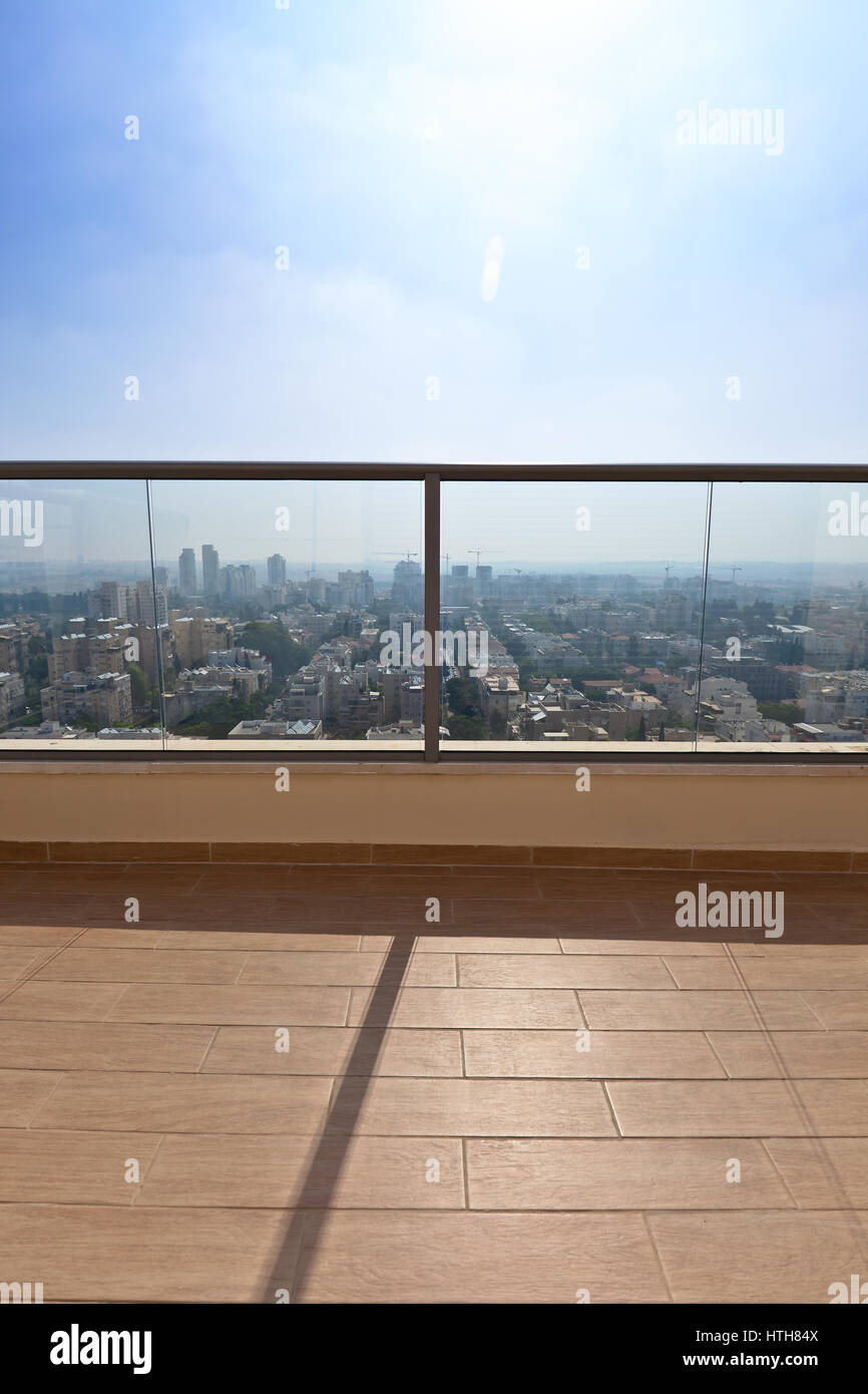 High end balcony in downtown of modern city Stock Photo - Alamy