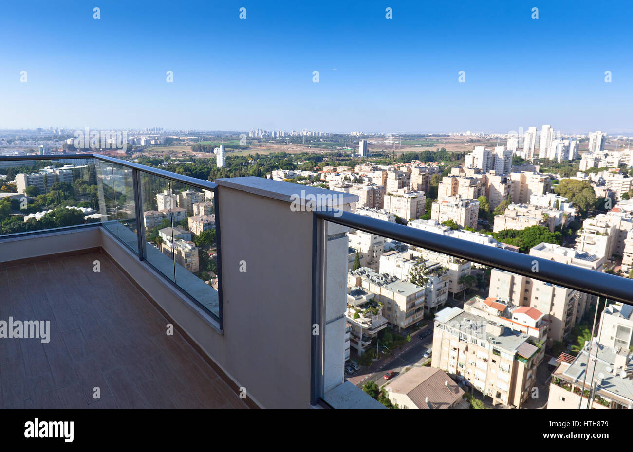High end balcony in downtown of modern city Stock Photo - Alamy