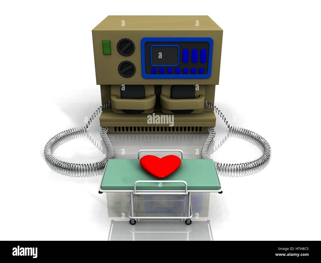 the defibrillator and the heart Stock Photo - Alamy