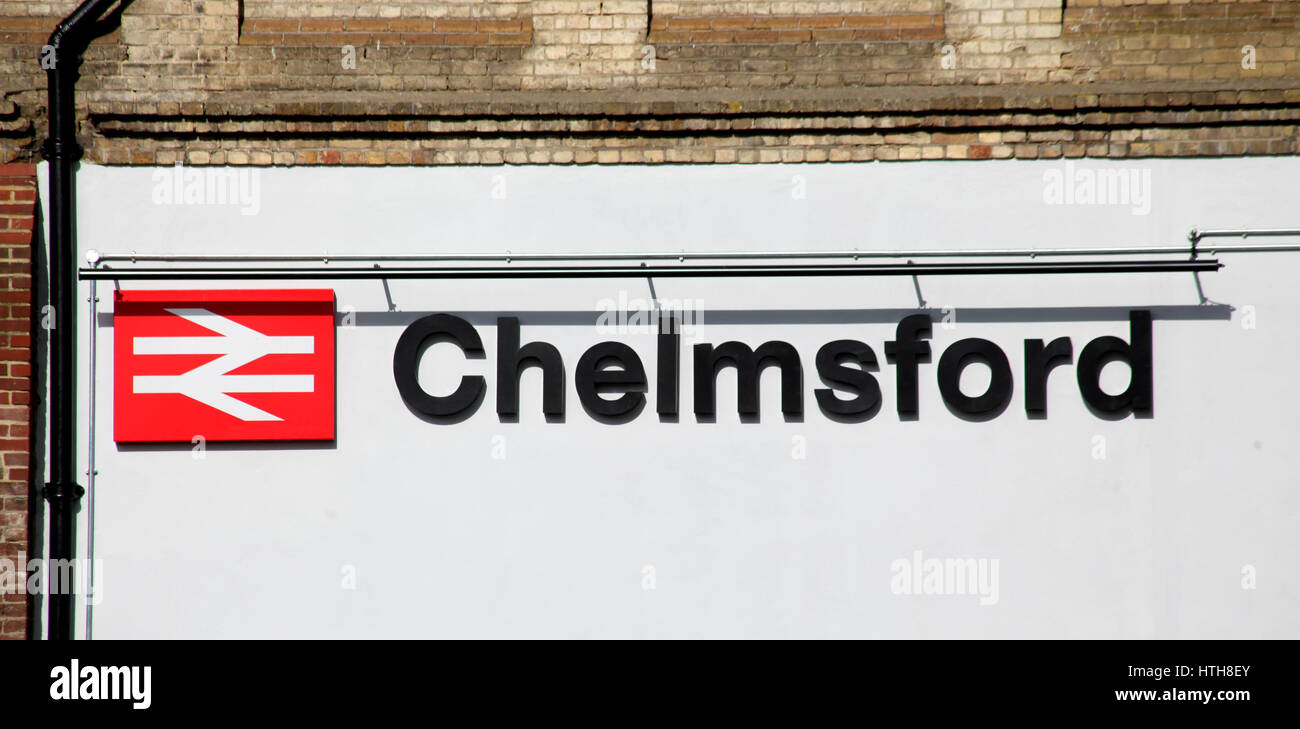 Chelmsford Railway Station sign, Chelmsford, Essex Stock Photo - Alamy
