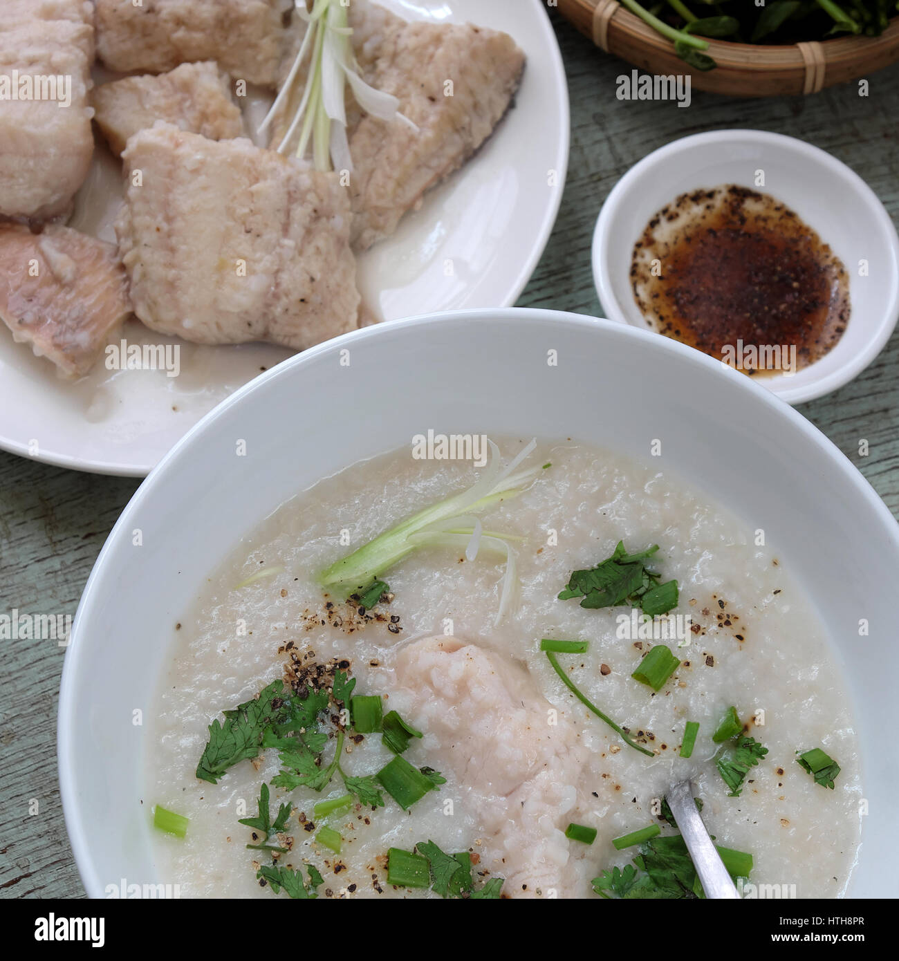 Vietnamese food, rice gruel with fish, a delicious and nutrition eating ...