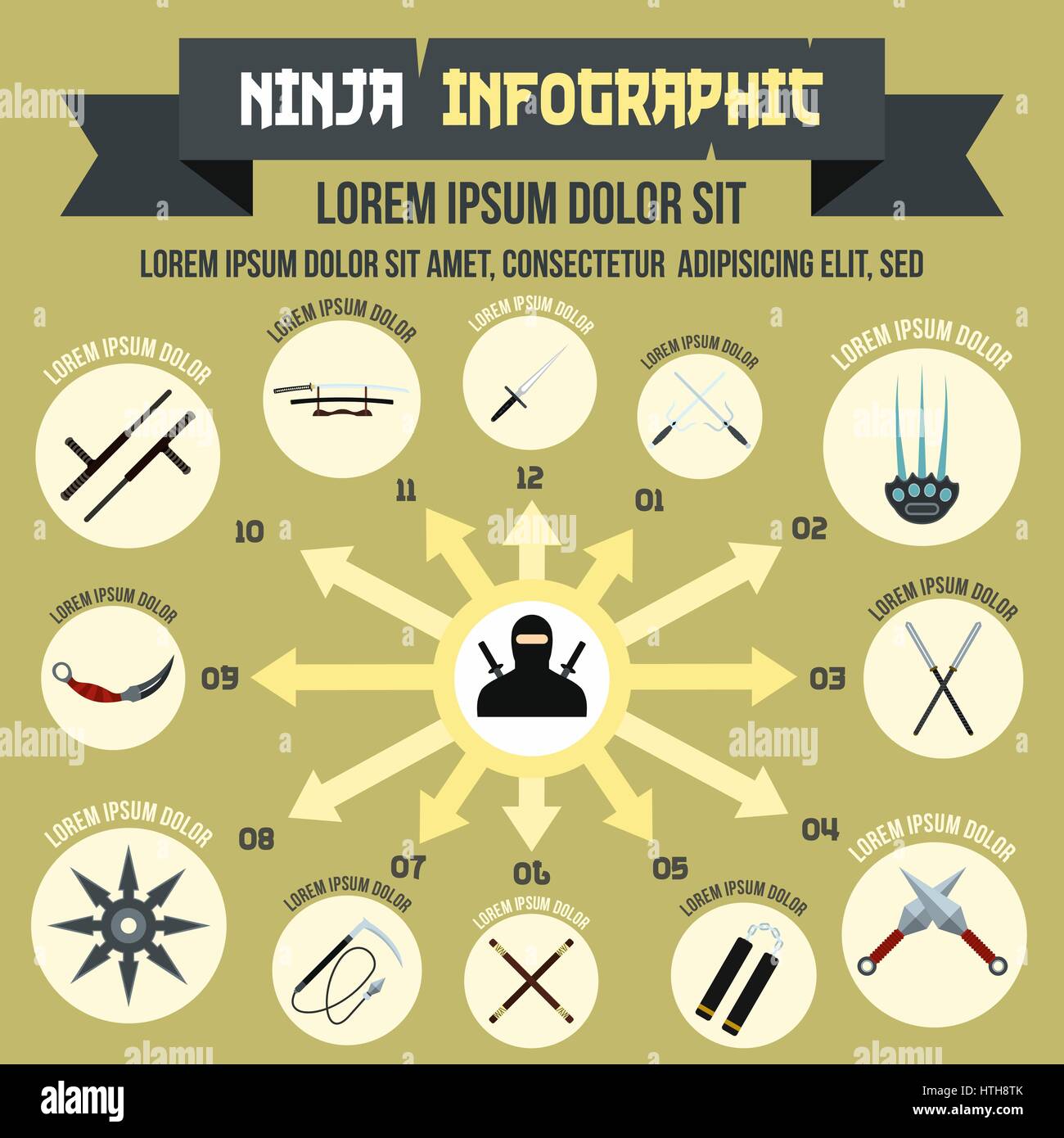 Ninja infographic, flat style Stock Vector Image & Art - Alamy