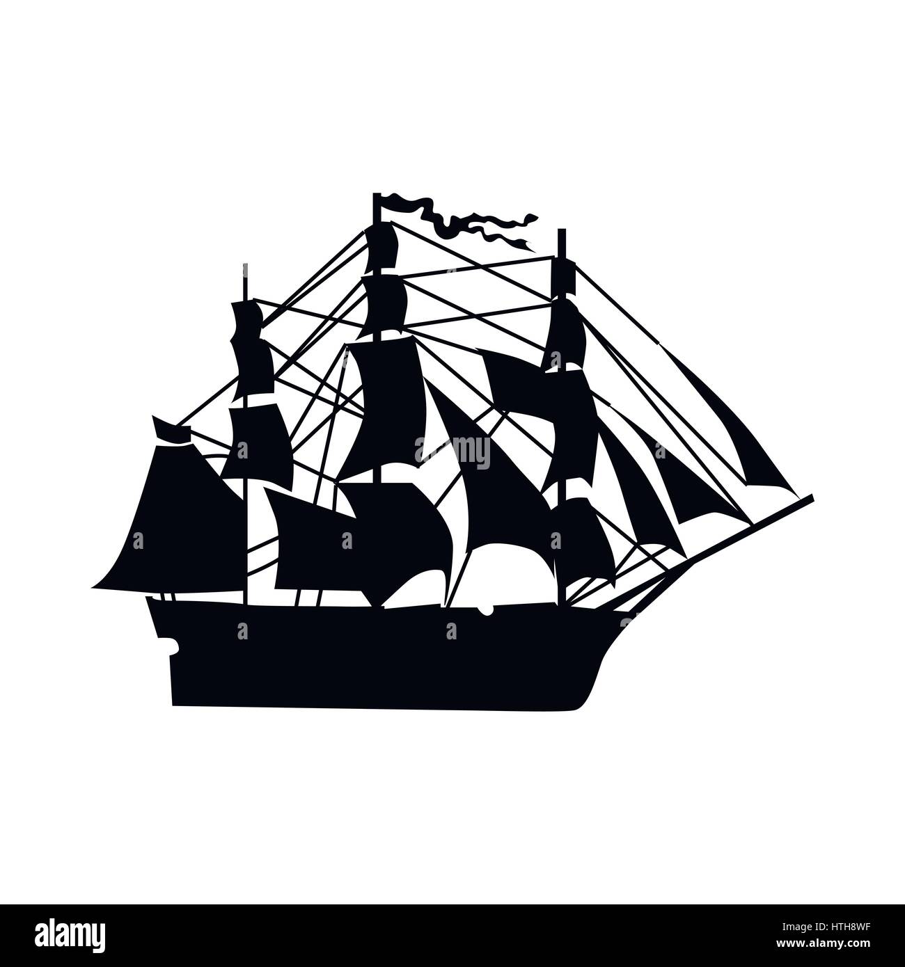 Sailing ship silhouette Stock Vector Image & Art - Alamy