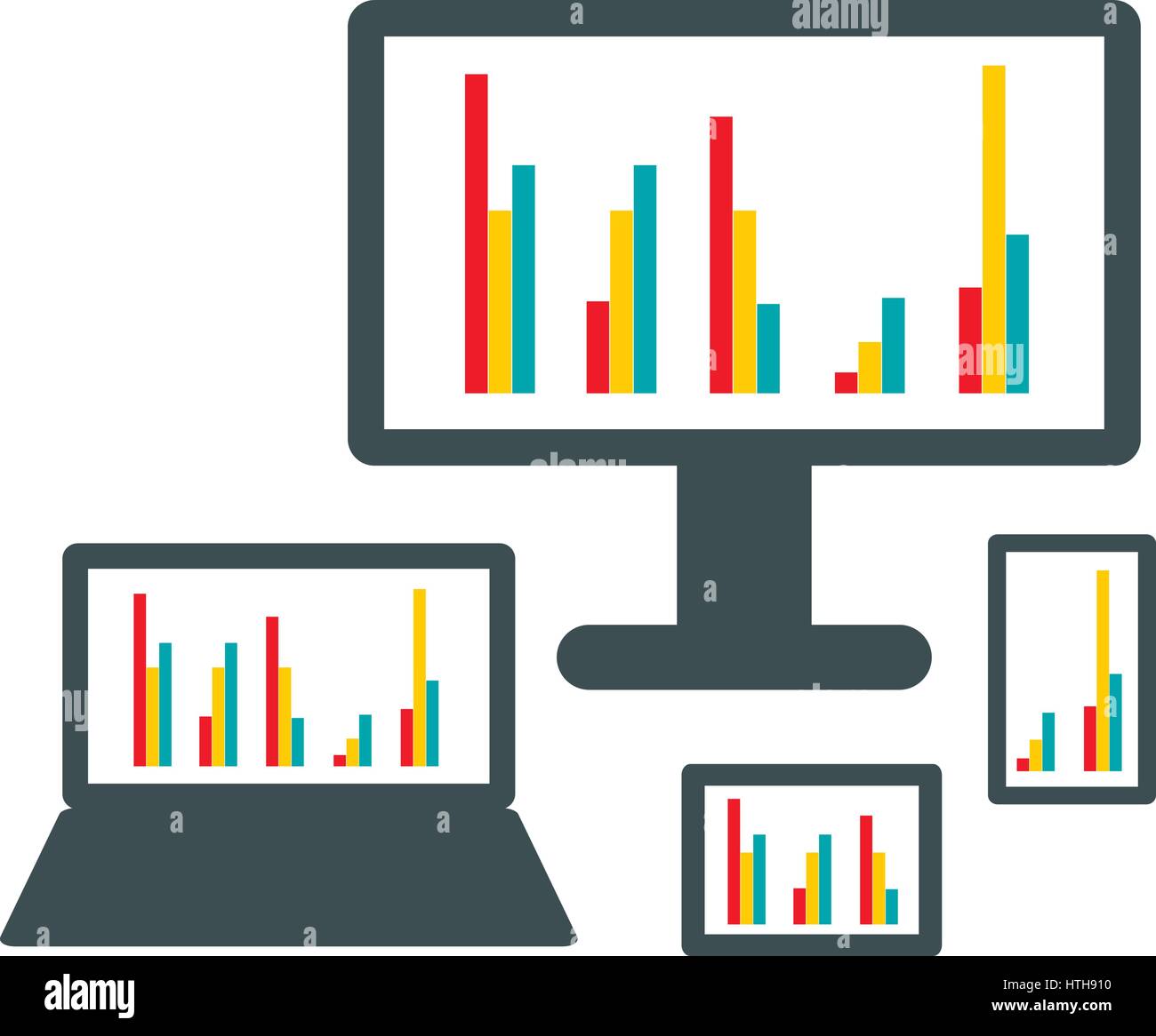 Electronic device with graphs icon, flat style Stock Vector Image & Art ...