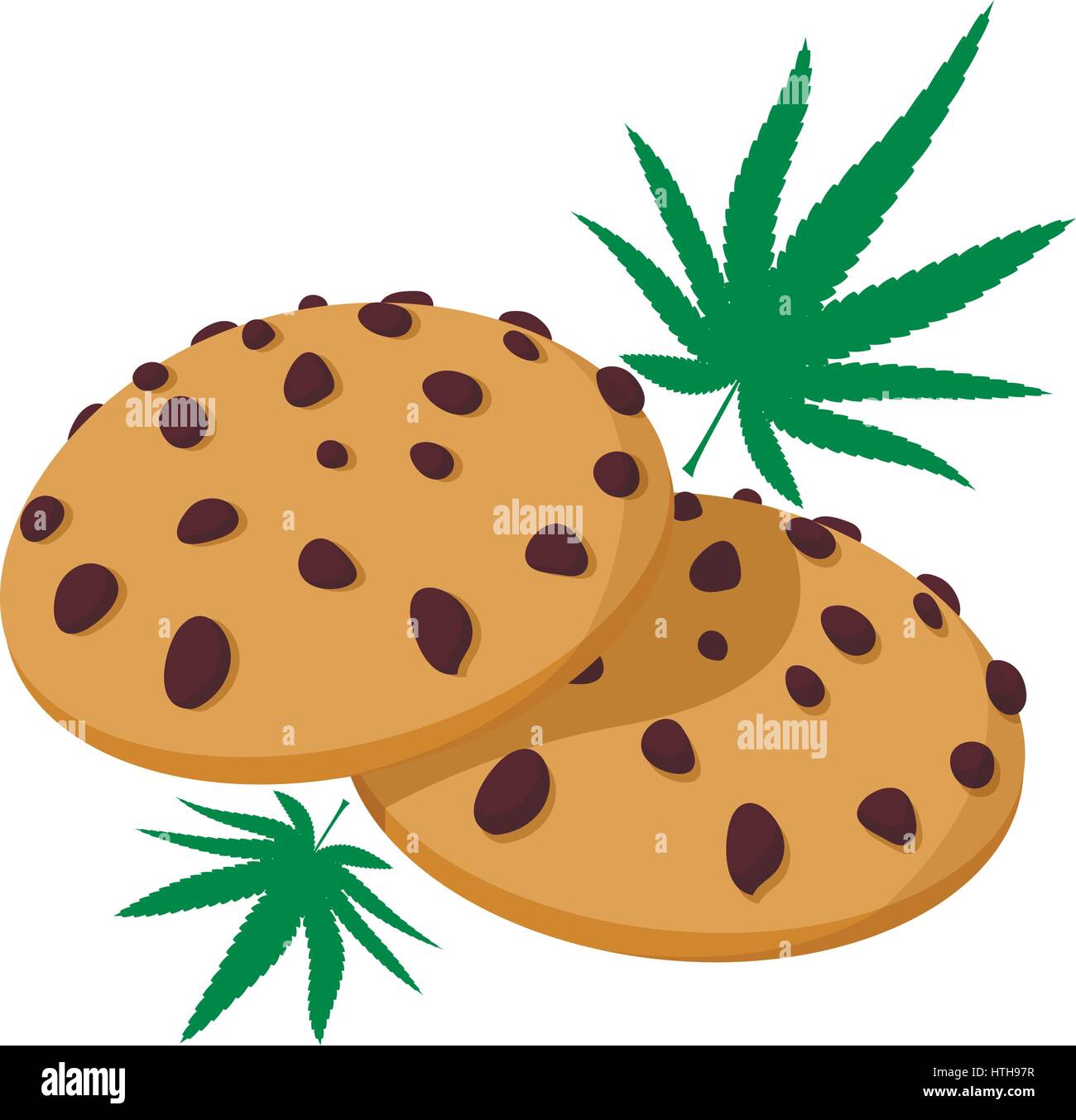 Chocolate chip cookies with marijuana lea icon Stock Vector Image & Art ...