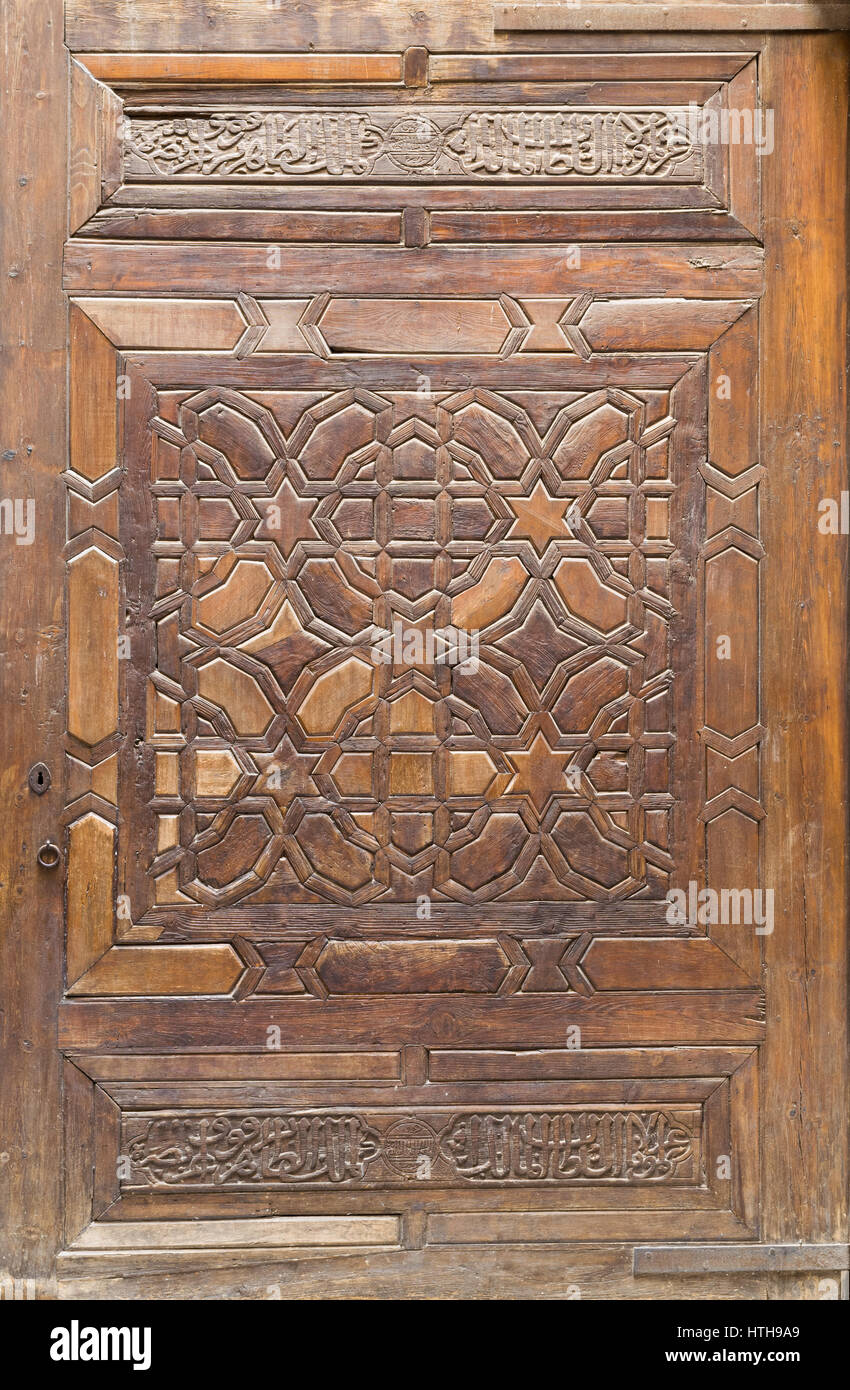 Wooden ornate door of Sultan Barkouk Mosque, Cairo, Egypt Stock Photo ...