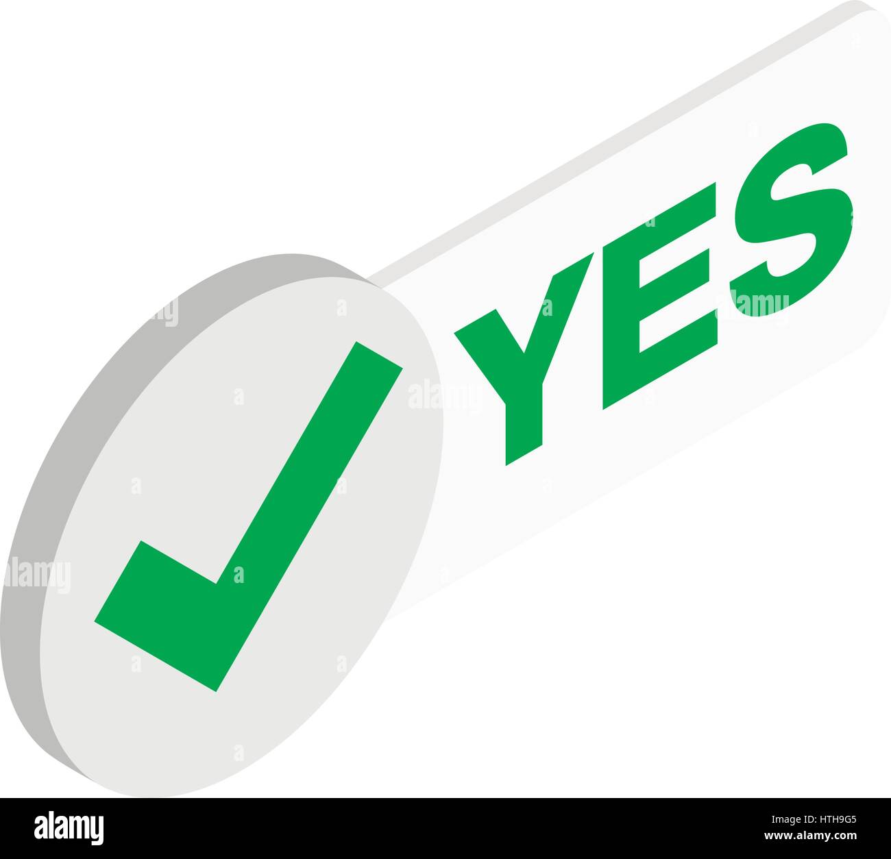 Green round button YES icon, isometric 3d style Stock Vector Image ...