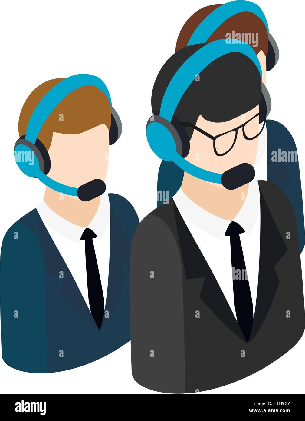 Call center operators group with headsets icon Stock Vector Image & Art ...