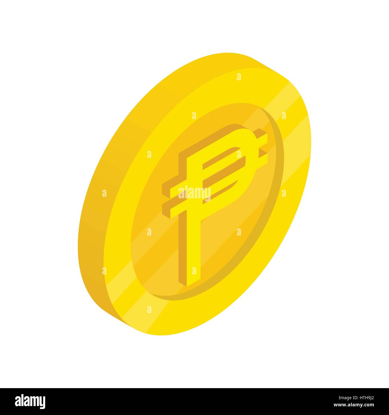 Gold coin with peso sign icon, isometric 3d style Stock Vector Image ...