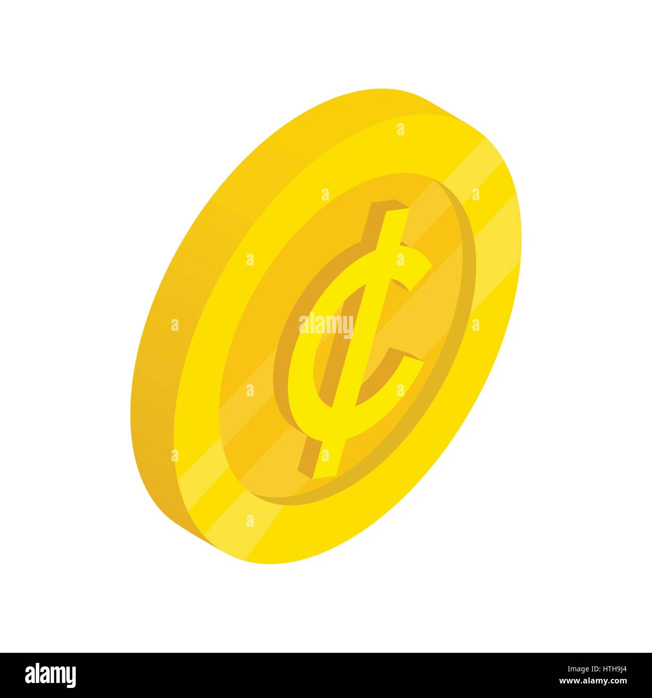 Gold coin with cent sign icon, isometric 3d style Stock Vector Image ...