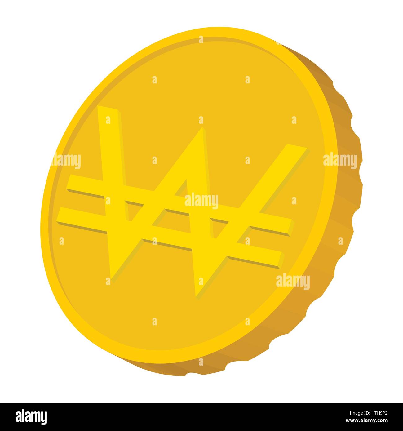 Gold coin with Won sign icon, cartoon style Stock Vector Image & Art ...