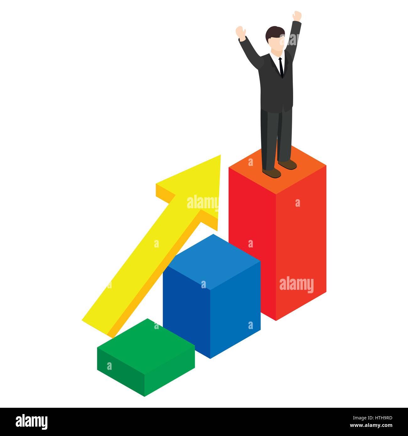 Businessman standing on the winning podium icon Stock Vector Image ...