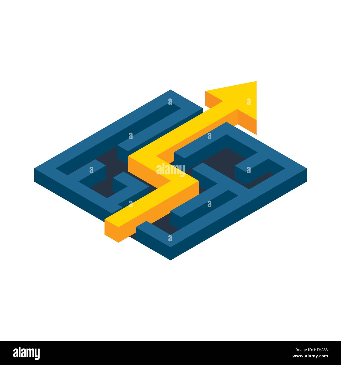 Yellow path with arrow across labyrinth icon Stock Vector Image & Art ...