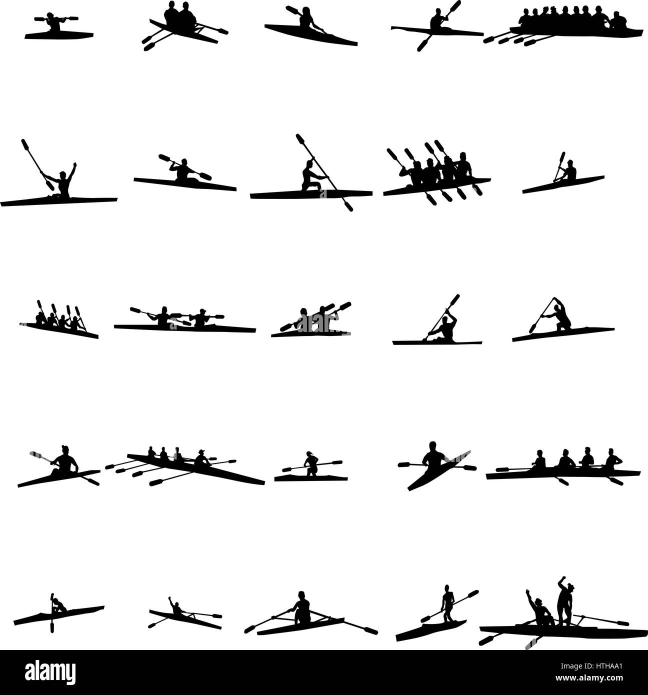 Rowing silhouette set Stock Vector Image & Art - Alamy