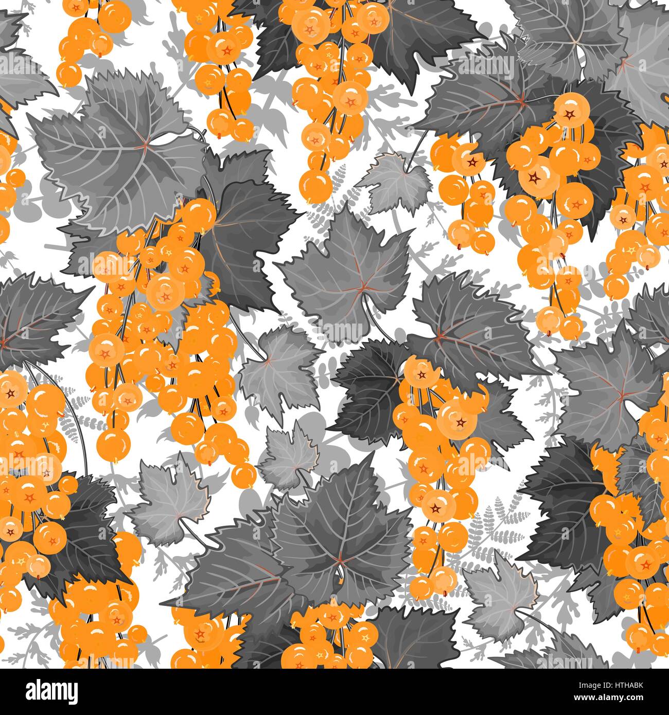 Vector berry pattern. Background with currant. Orange gray Stock Vector ...