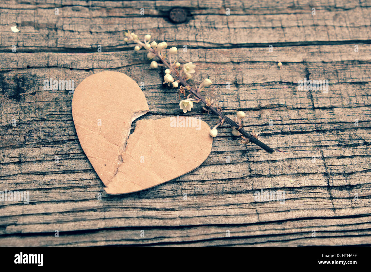 Divorce background with broken heart and message on wooden, unhappy ...