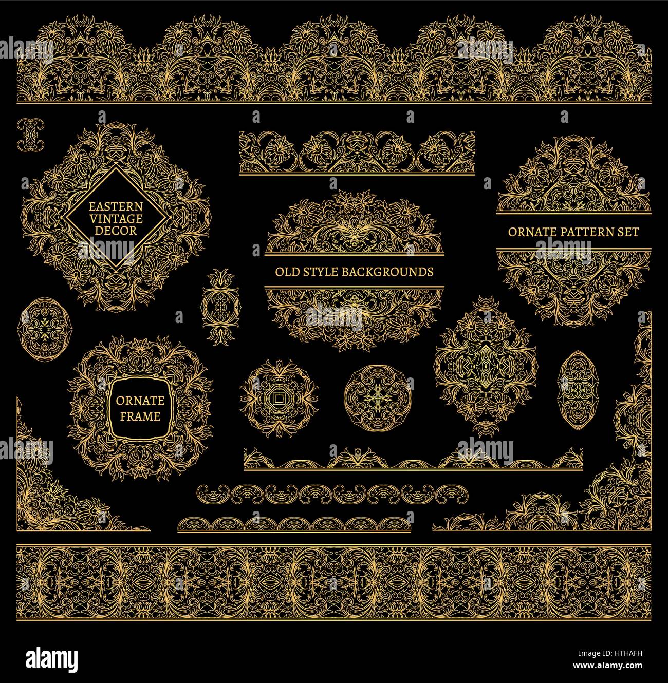 Set of line art frames and borders for design template. Vector Stock ...
