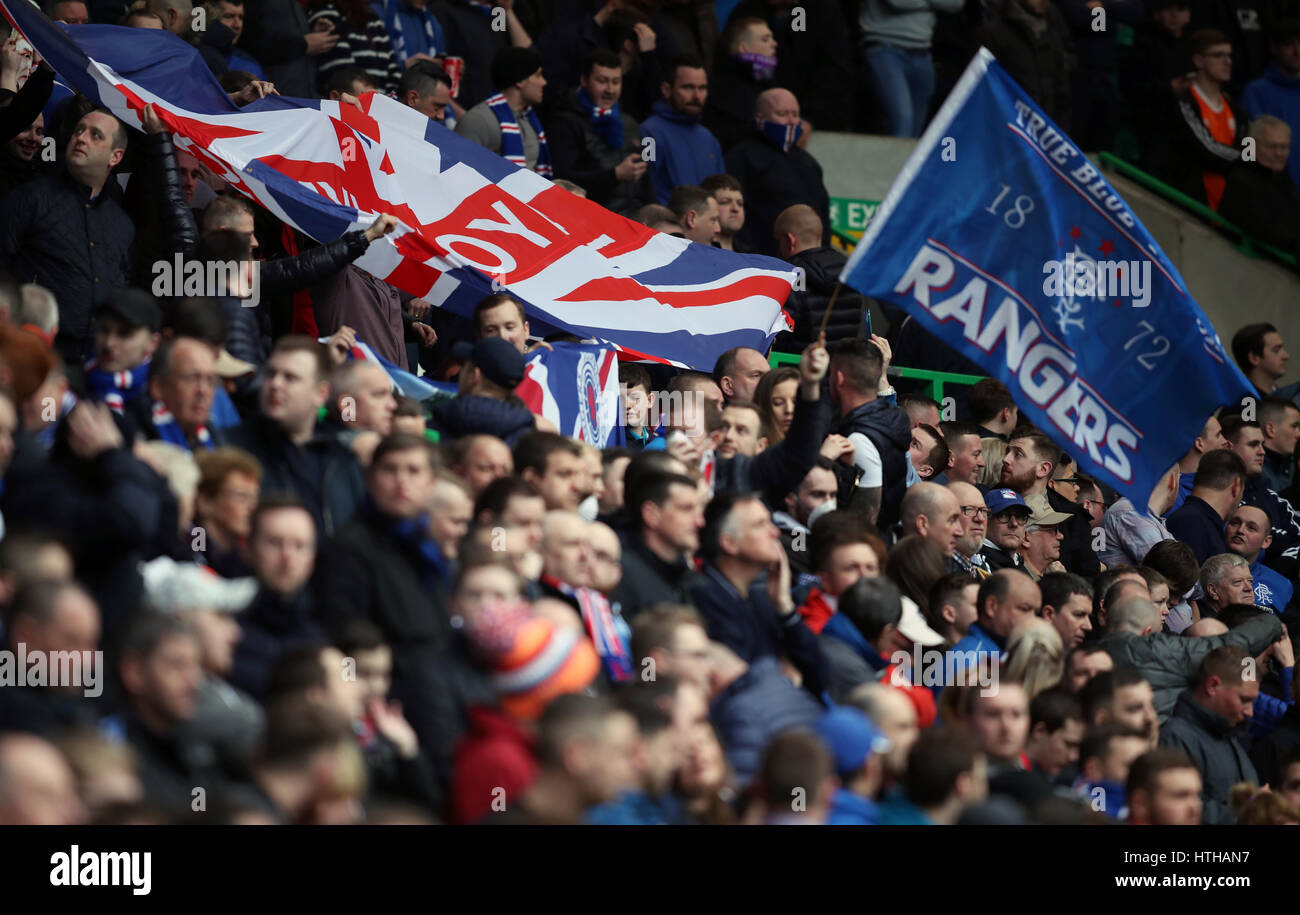 Rangers fans in the stands before the Ladbrokes Scottish Premiership ...